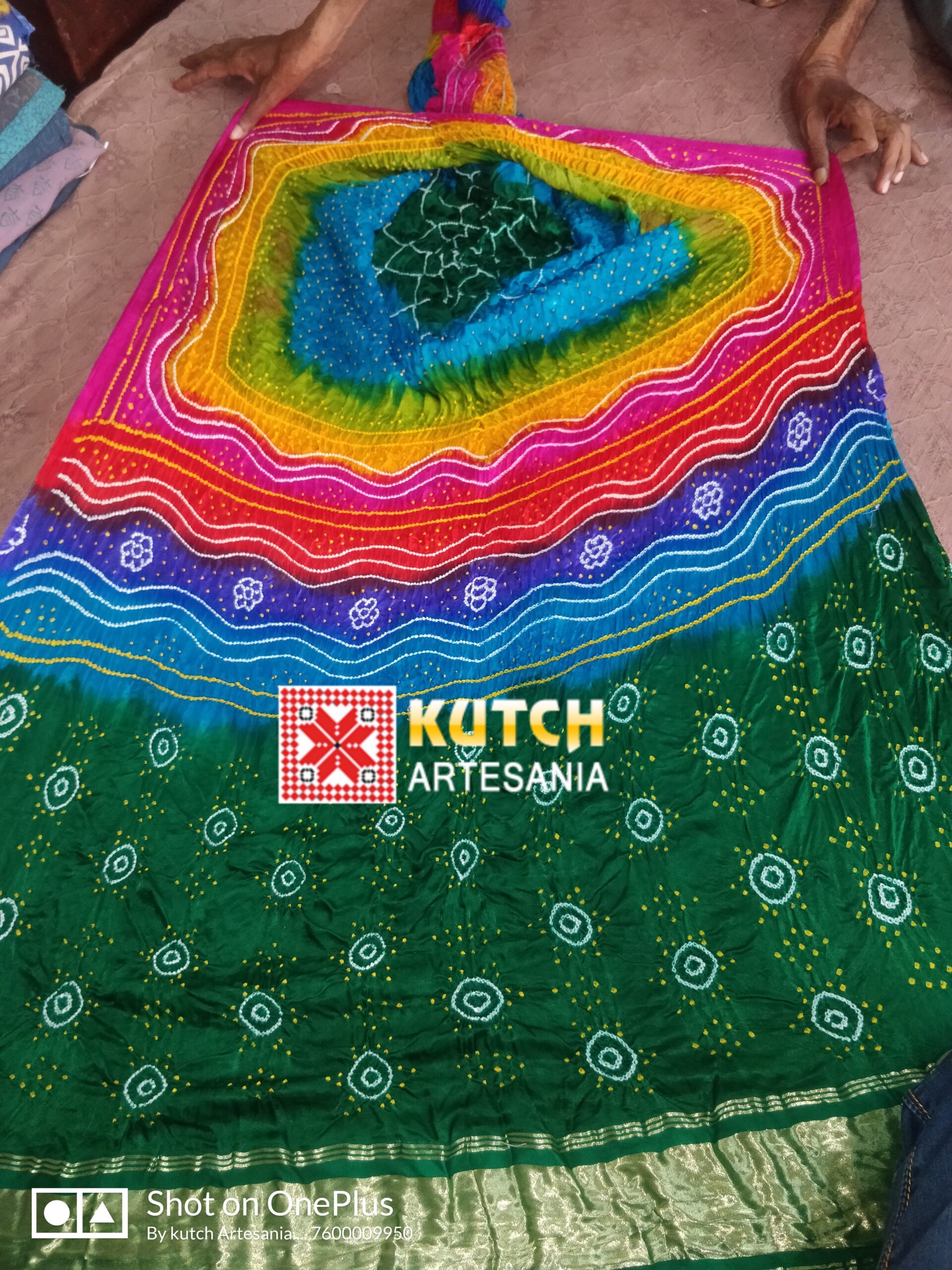 Pure gaji silk fabric Multi color chandrokhani dupatta – Kutch Artesania